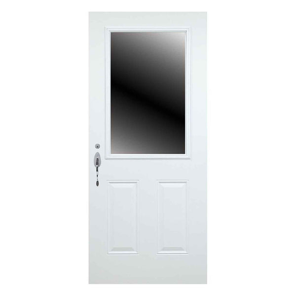 Porte d'acier extérieur, modèle B02, gauche 34'', verre fixe, blanc ...